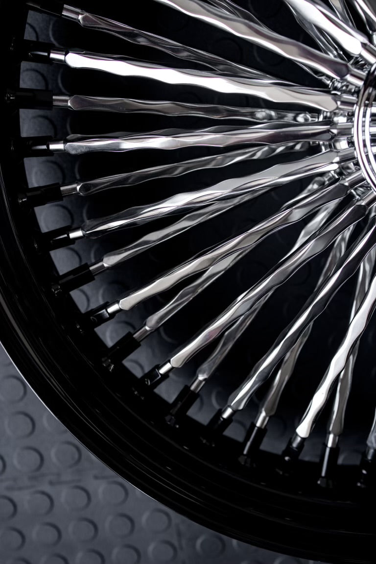 All Chrome Twisted Spokes – Long Beach Custom Baggers